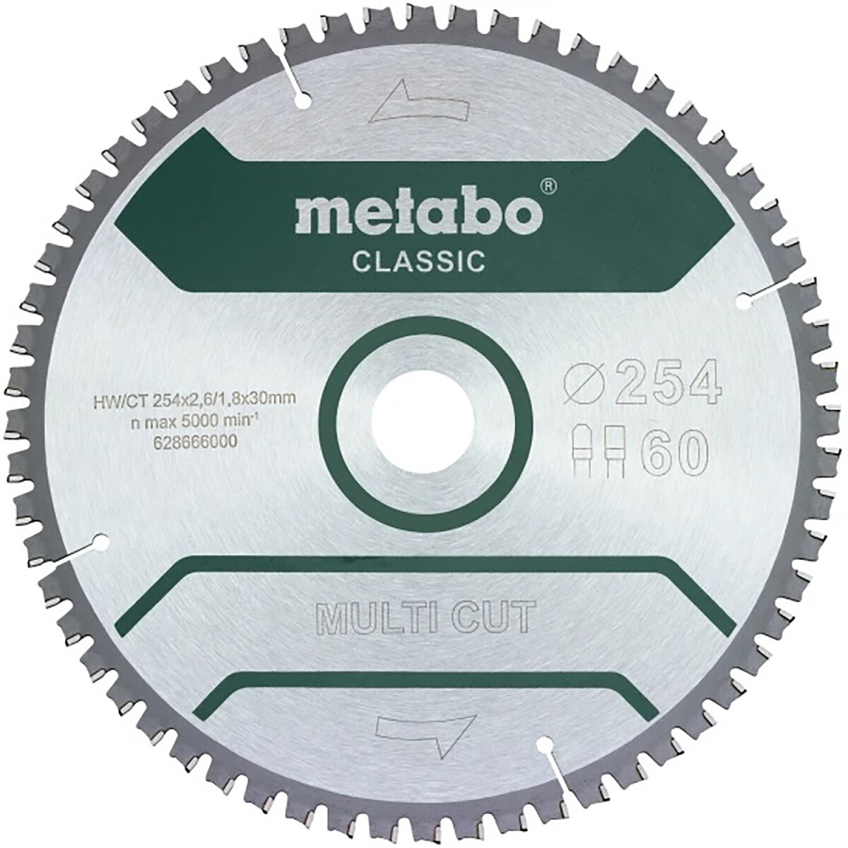 Metabo Kreissägeblätt Multi Cut Classic 254 x 2,6 / Ø 254 x 60 628666 ...