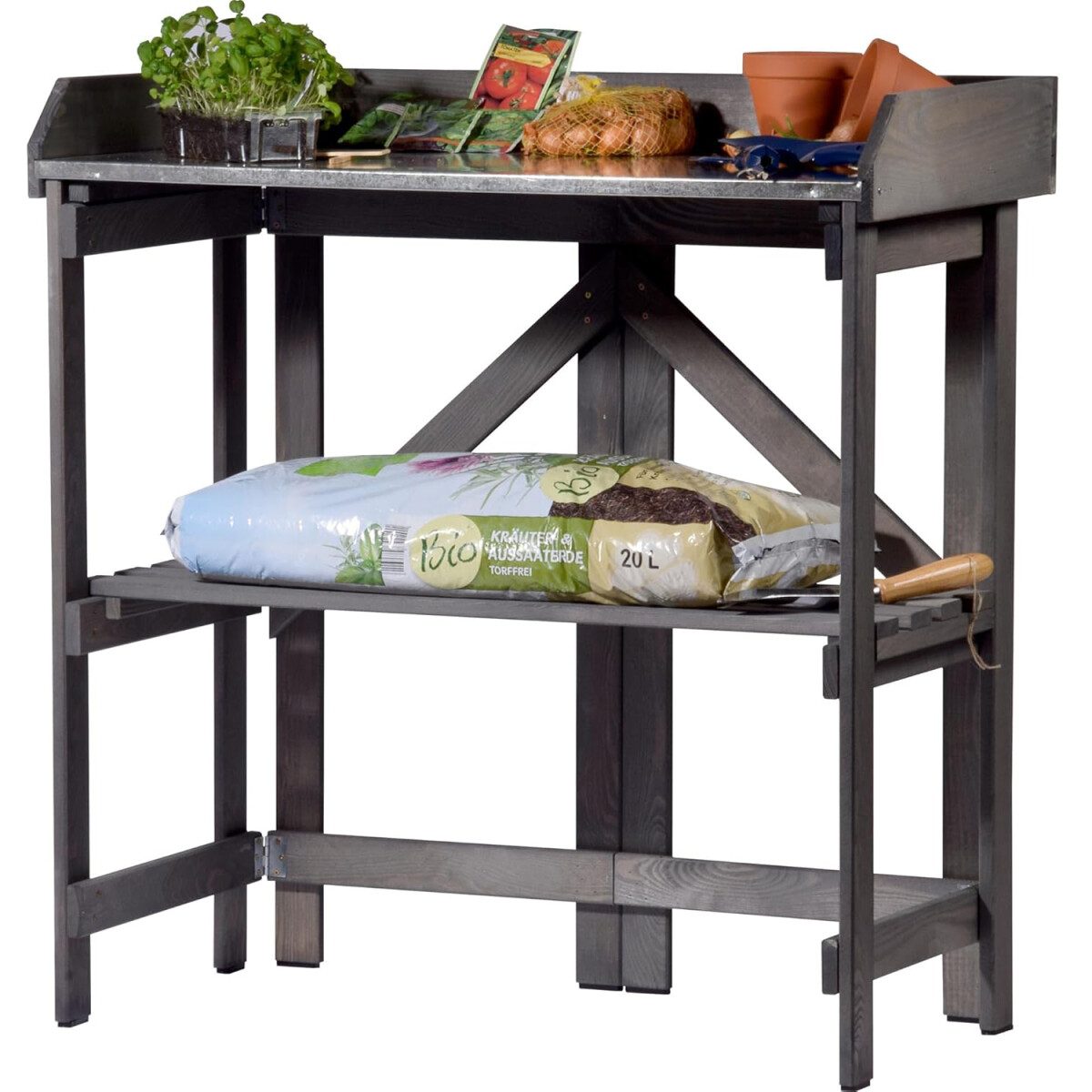 Dobar Klappbarer Pflanztisch Blumentisch 85 x 44 x 89 cm Anthrazit, 51,77